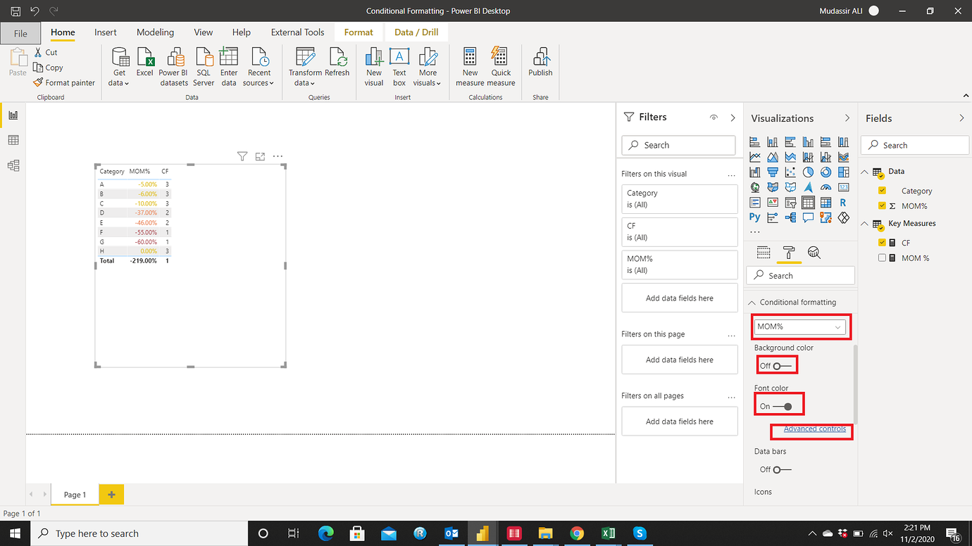 Conditional format negative percentages - DAX Calculations - Enterprise DNA Forum
