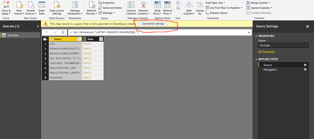 Direct Query - Change or Delete Direct Query (to import) - Data Model - Enterprise DNA Forum