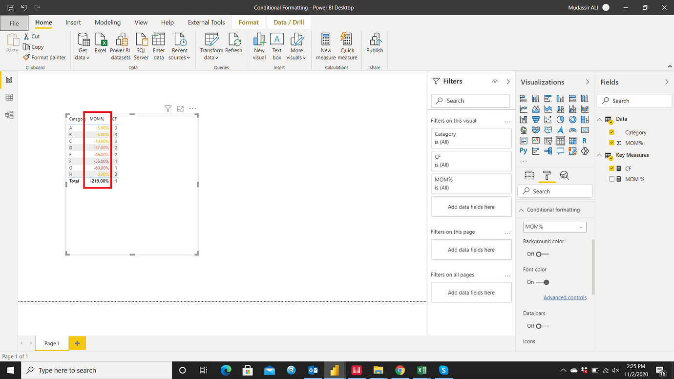 Conditional format negative percentages - DAX Calculations - Enterprise DNA Forum