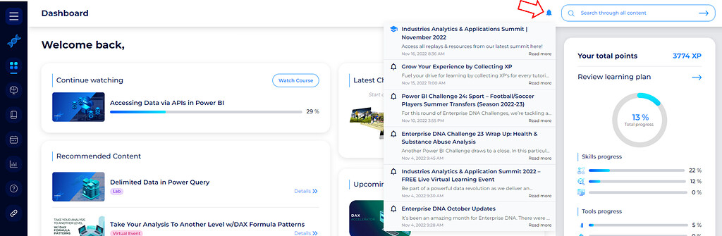 Platform Feature: Notification - On-Demand Features - Enterprise DNA Forum