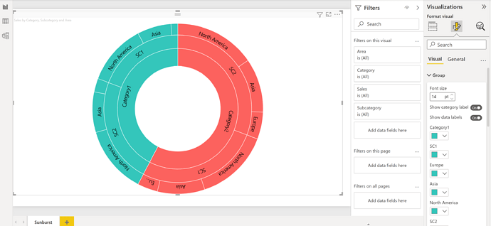 How To Edit Font Color Of Data Labels In Sunburst Visual Data 