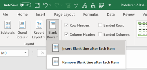 How To Insert Blank Line After Each Item Label In A Matrix Data 