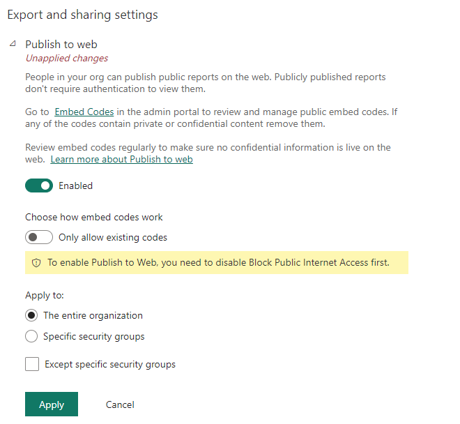 Can't publish to web even as the Admin - Power BI - Enterprise DNA Forum