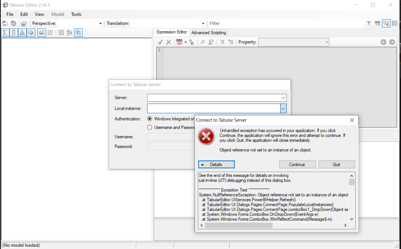 Tabular Editor error when connecting - Power BI - Enterprise DNA Forum