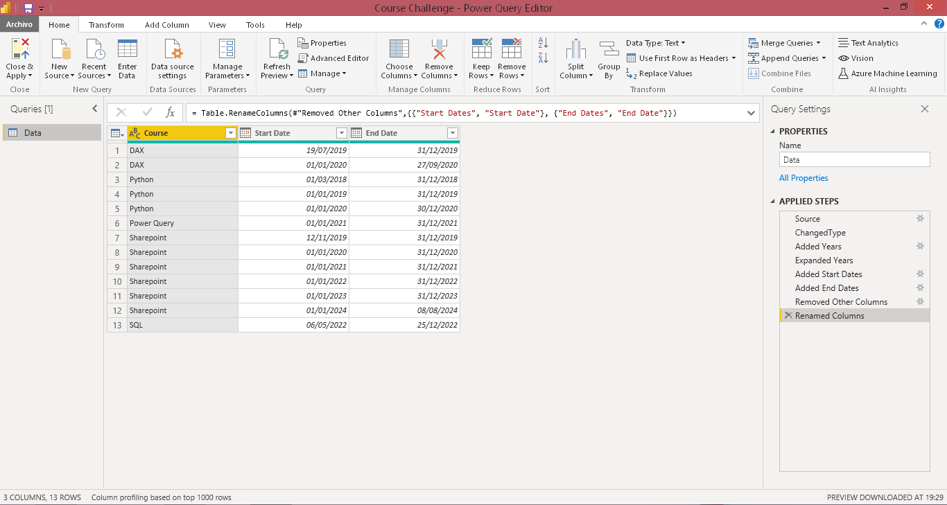 Power Query Challenge Repeat Rows For Courses Across Years Power Query Enterprise Dna Forum